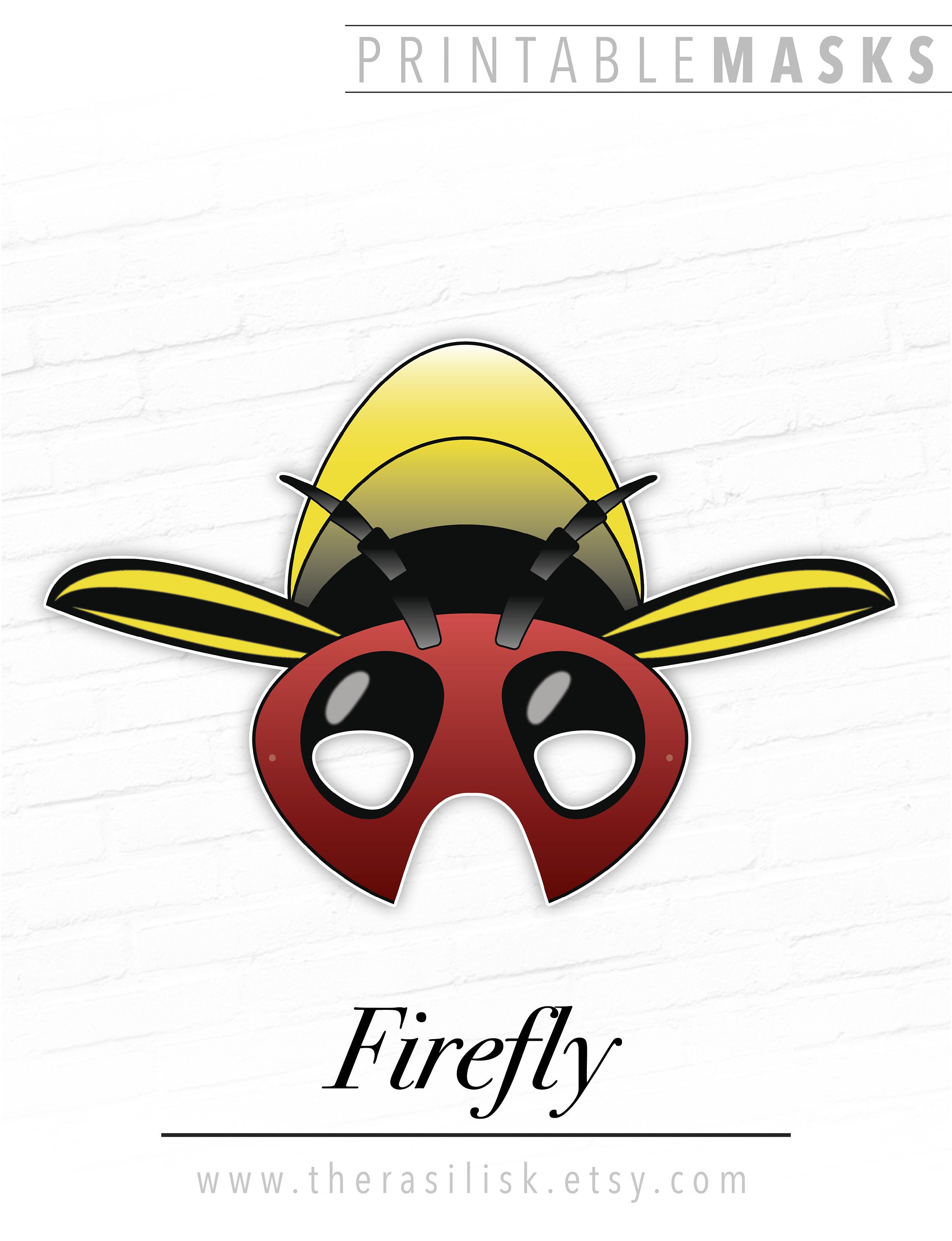 FireFly Printable Insect Mask Lightning Bug Costume for Kids