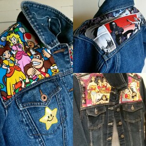 Upcycled denim jacket | Etsy