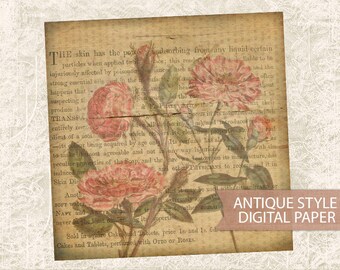 4 Digital Vintage Papers INSTANT DOWNLOAD Antique Vintage