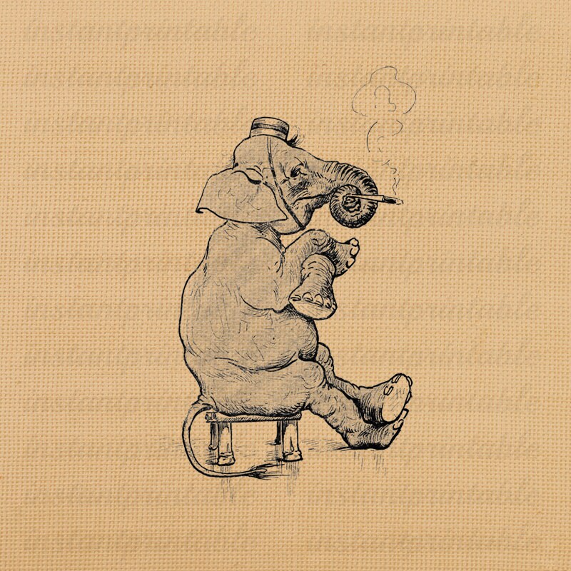 Smoking Elephant Image Instant Download Printable Iron On