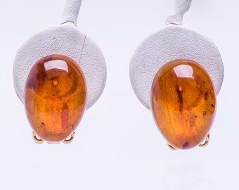 Amber gold earrings | Etsy
