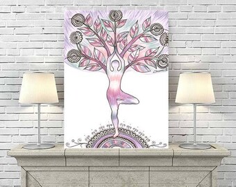 Yoga asana Painting Print Tree Pose Vrikasana Yoga Studio