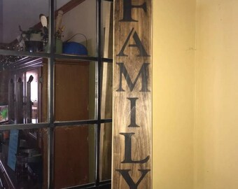 Early looking Vertical Antique Primitive FAMILY Wooden Sign