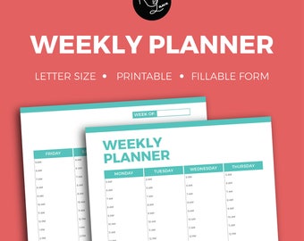 Weekly Planner Printable Rainbow Stripe PDF Editable fillable