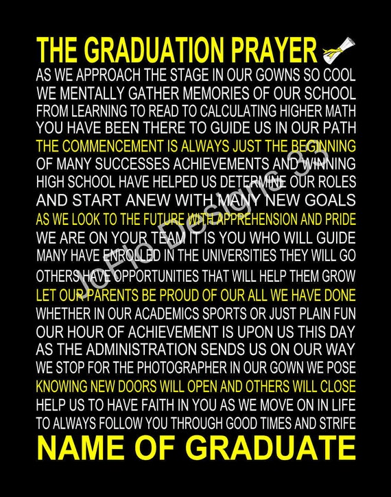 The Graduation Prayer Graduation Graduation print