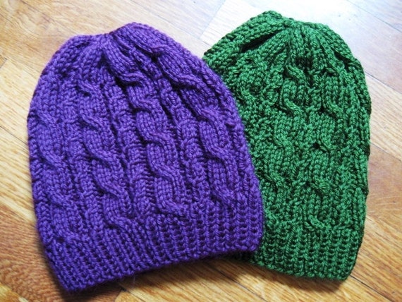PDF knitting pattern Simple Cable Hat tutorial worsted