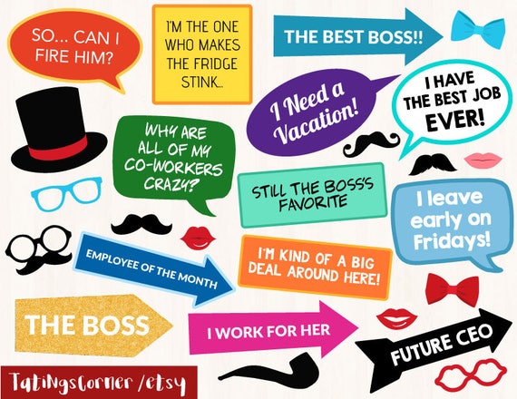 Office party photo booth props Work party photo booth