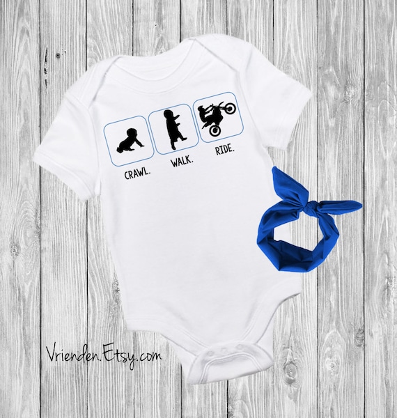 Walk. Crawl. Ride Funny Baby Outfit for Motorcycle Riders