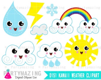 Weather kawaii clipart cute weather clipart 16036