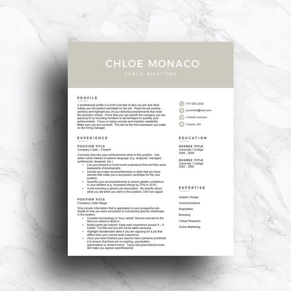 Gray CV Template for Word & Pages 1 2 3 page with cover
