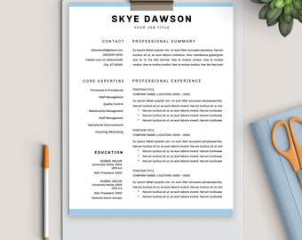 Modern resume template for Word & Pages 1 2 and 3 page