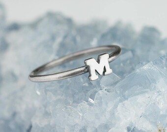 Silver letter ring | Etsy