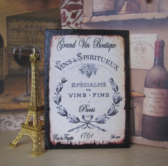 French Wine Sign FRENCH Country Bar Room Decor Romantic