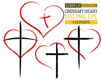 Cross heart svg | Etsy