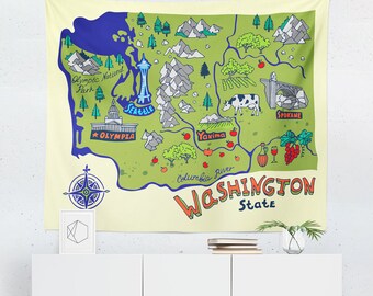 Washington state map | Etsy