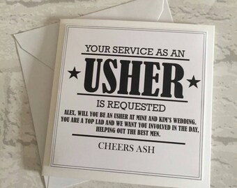 Usher card | Etsy