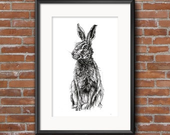 Hare art | Etsy