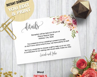 Wedding insert cards | Etsy