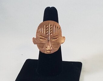 Unique Sterling SIlver Mask ring with genuine diamonds