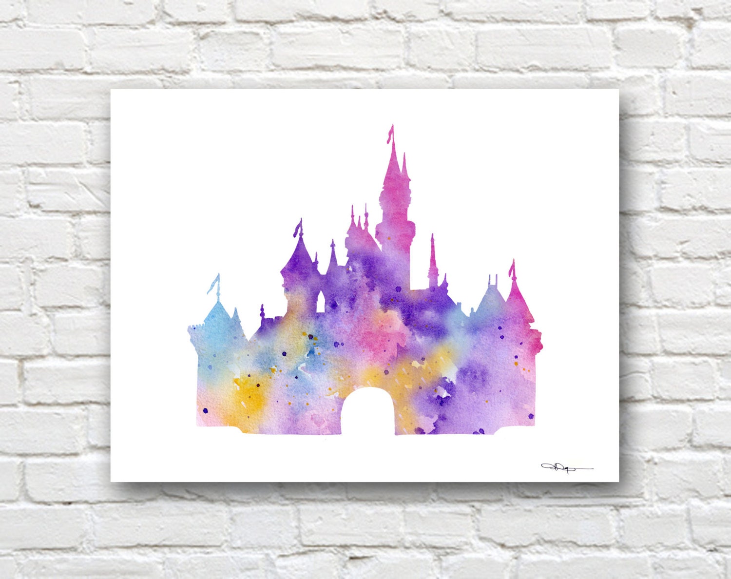 Cinderella's Castle Art Print Abstract Watercolor