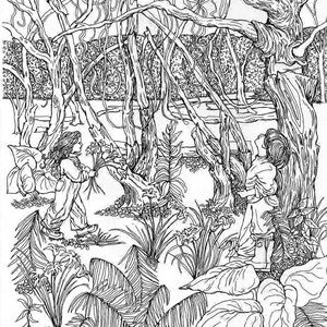 Nature coloring page | Etsy