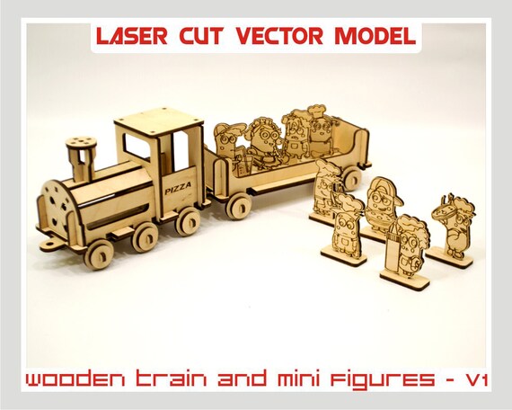 Train Wooden train Plywood train Laser cut vector plan