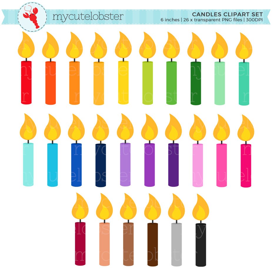 Rainbow Candles Clipart Set clip art set of candles