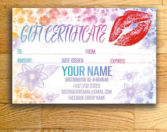 Printable Gift Certificate LipSense SeneGence Gift Card