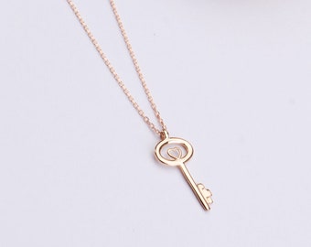 Gold key necklace | Etsy