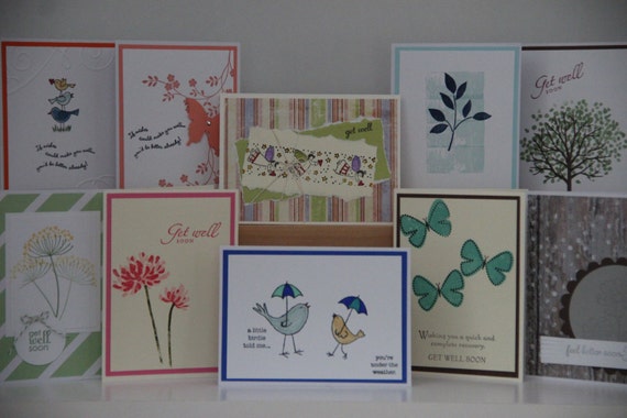 10 Get Well Cards. Handmade Get Well Greeting Card Assortment