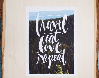 Eat Live Love Repeat Letterpress Print Kitchen Art