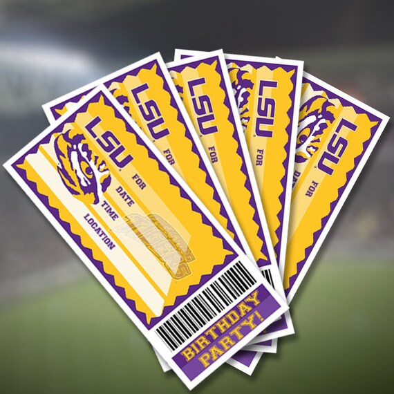 LSU Tigers Birthday Party Ticket Invitations 10 Pack Authentic