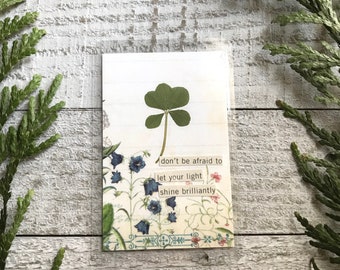 Genuine Real 5 Five-Leaf Clover Bookmarks Irish Shamrock Good