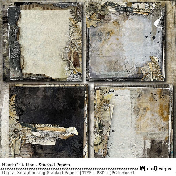 Digital Men Papers Stacked Papers Premade Scrapbook Layout