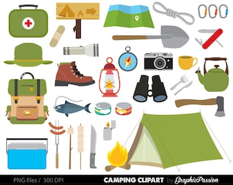 Camping Digital Clipart Outdoor Clipart Campfire Clipart