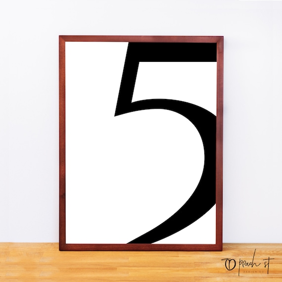 Serif Number 5 Typography Print Letter Print Printable
