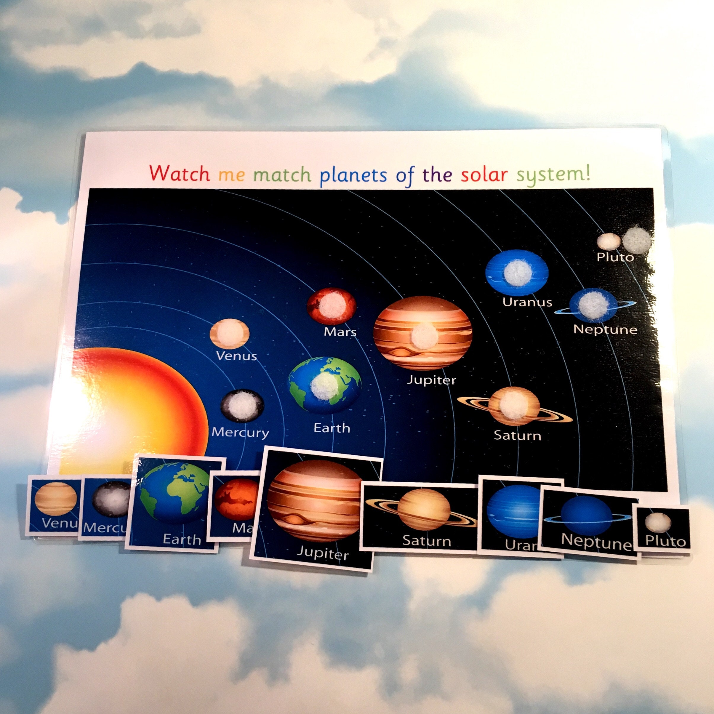 Planets matching learning sheet EYFS Early years Nursery
