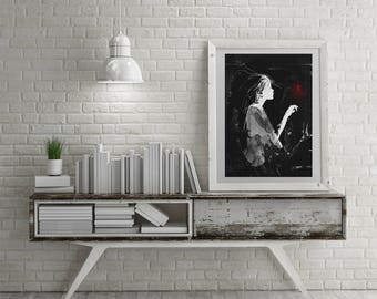 Negative Space Black And White Art Girl Face Minimalism