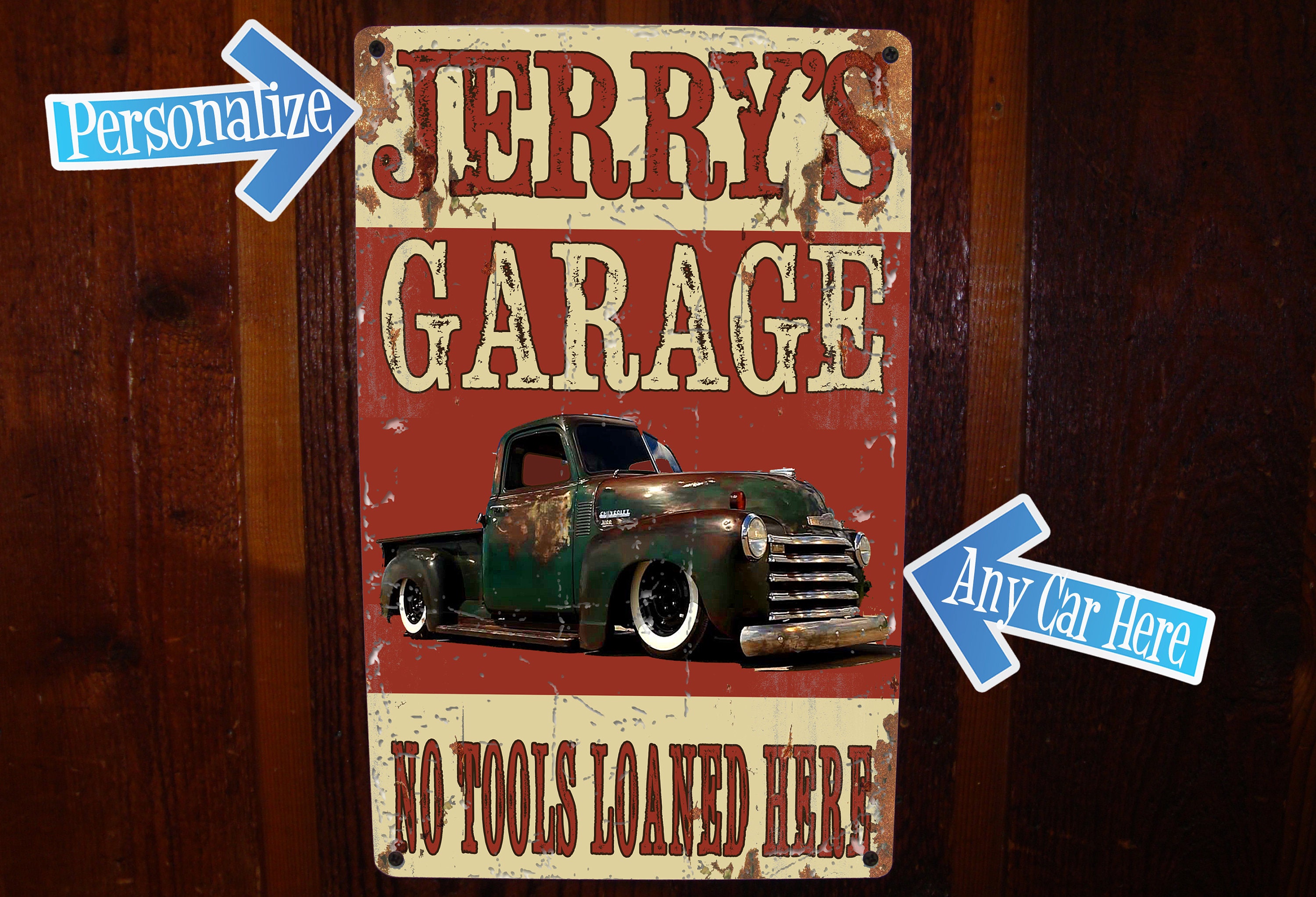Custom Garage Sign with FREE Personalization Vintage Tin Sign