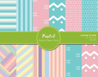 Pastel digital paper pack of scrapbook background printable