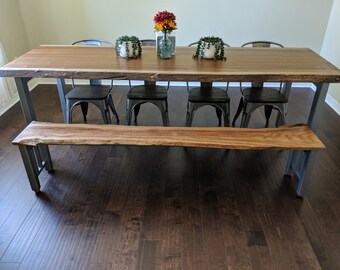 live edge red elm single slab dining table