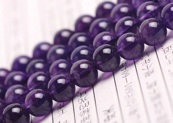4mm-10mm Natural Amethyst Beads Grade AA Smooth Round 15.4