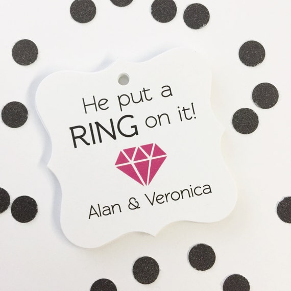 Customized Engagement Party Tags Engaged Favor Tags He put a
