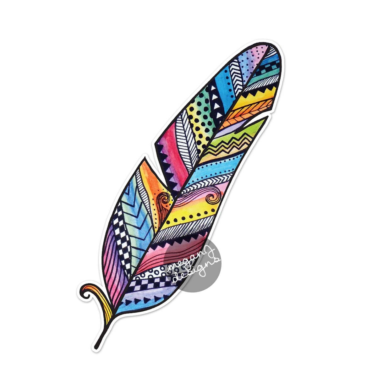Feather Car Decal Colorful Tribal Vinyl Feather Sticker Cute