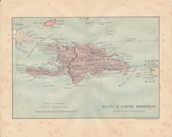 Vintage map of Haiti Old map print