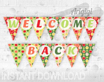 Welcome Back Crayon Design Printable Banner Back To School