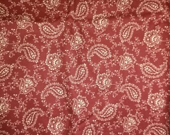 Red paisley fabric | Etsy