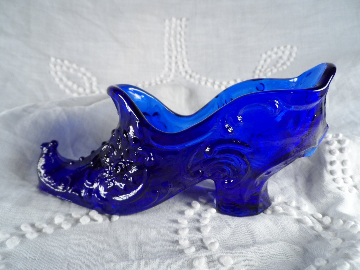 Mosser Glass Cobalt Blue Shoe-Blue Glass Boot-Art Glass-Mosser