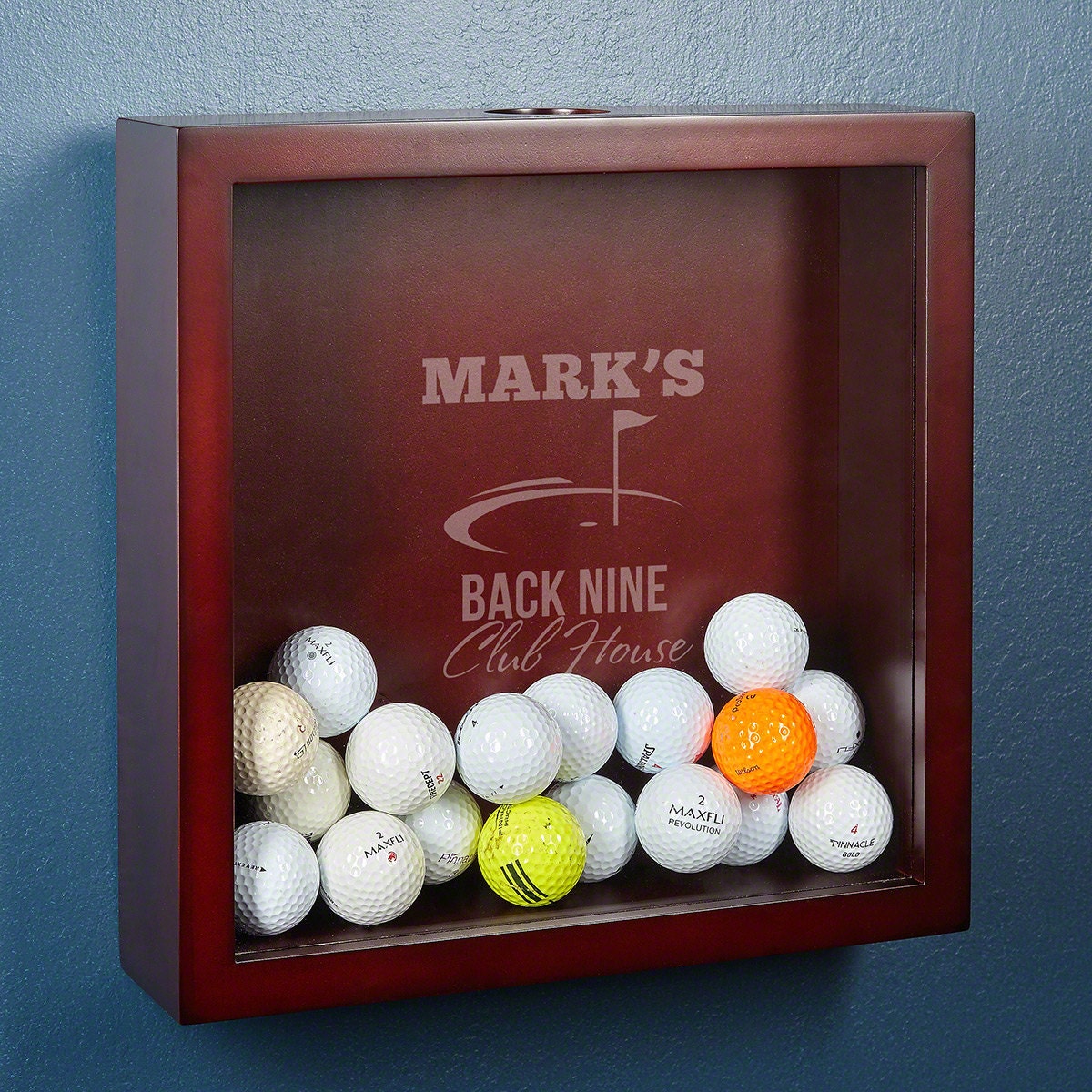 Personalized Golf Shadow Box with Back Nine Club House Design