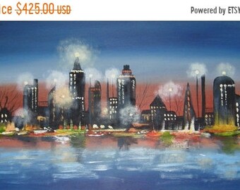 Urban Cityscape Original Oil Painting 20x16